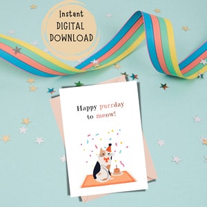 Funny Cat Birthday Card: Happy Purr-day (digital Download) - Etsy