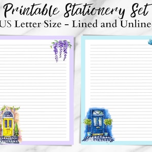Printable Stationery Paper Set, Lined Printable Paper, Blank Paper ...