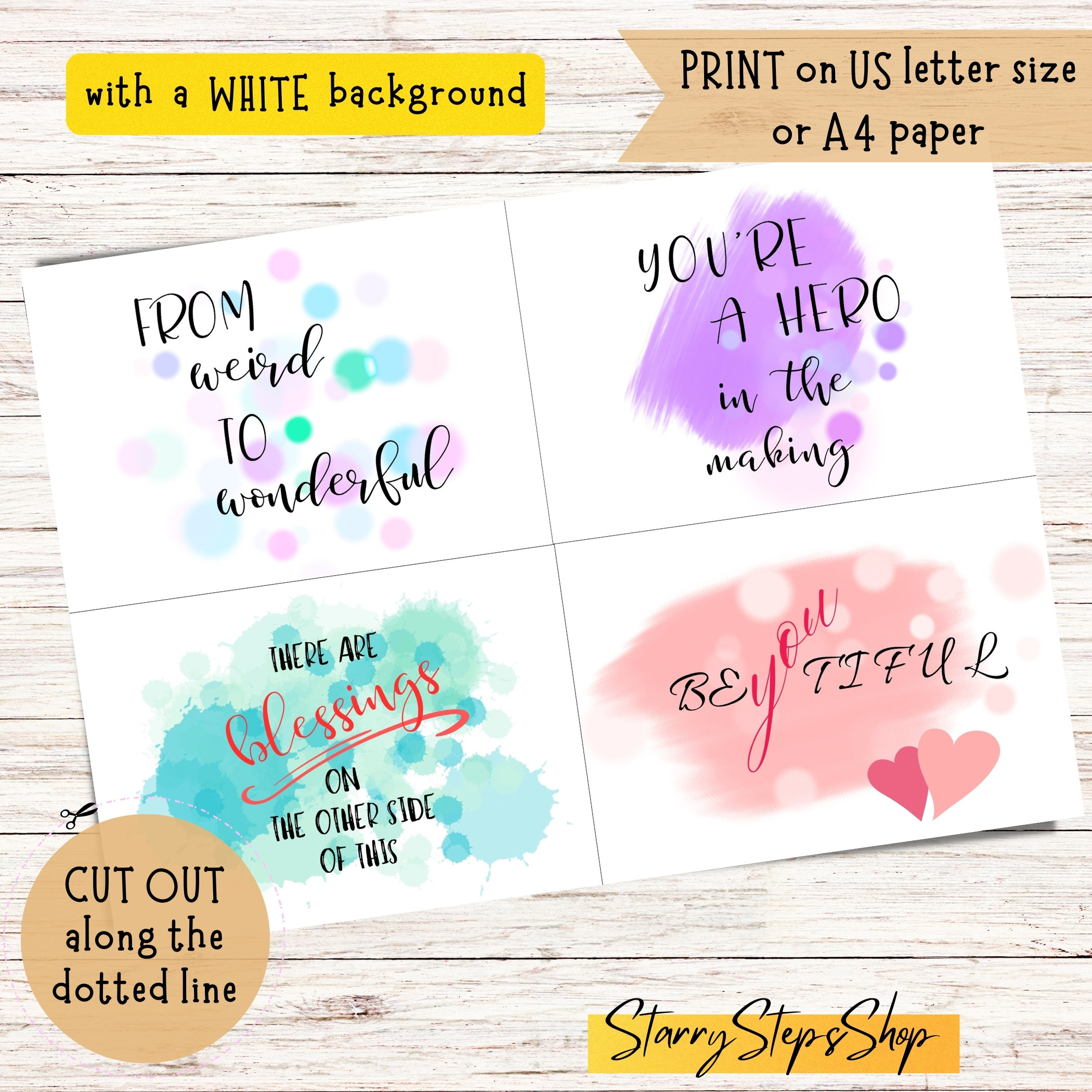 Printable Encouragement Postcards, Postcard Set, Friendship Postcards ...