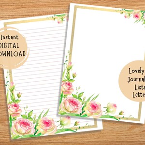 Floral Stationery: Printable Rose Letter Paper (digital Download) - Etsy