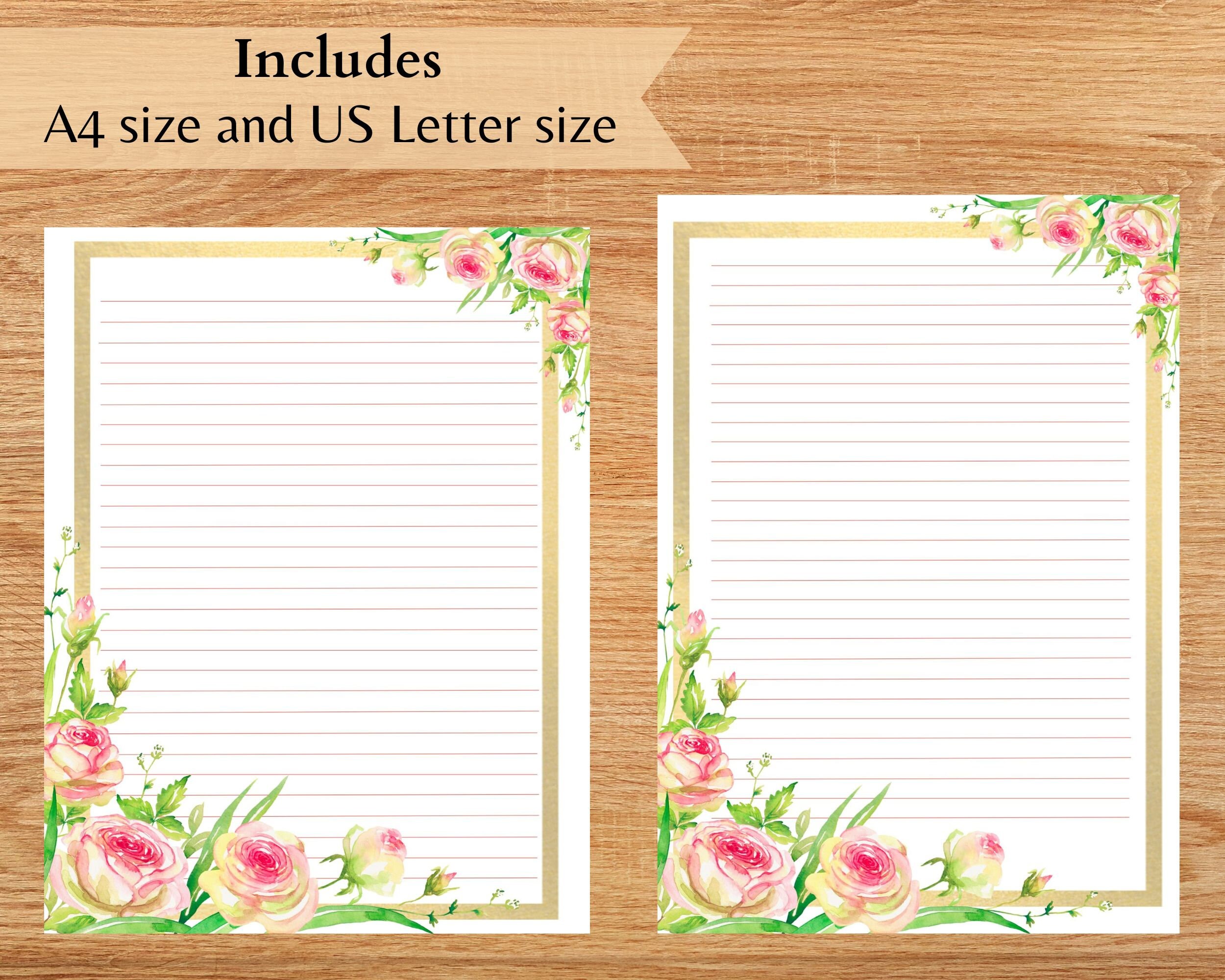 Floral Stationery: Printable Rose Letter Paper (digital Download) - Etsy