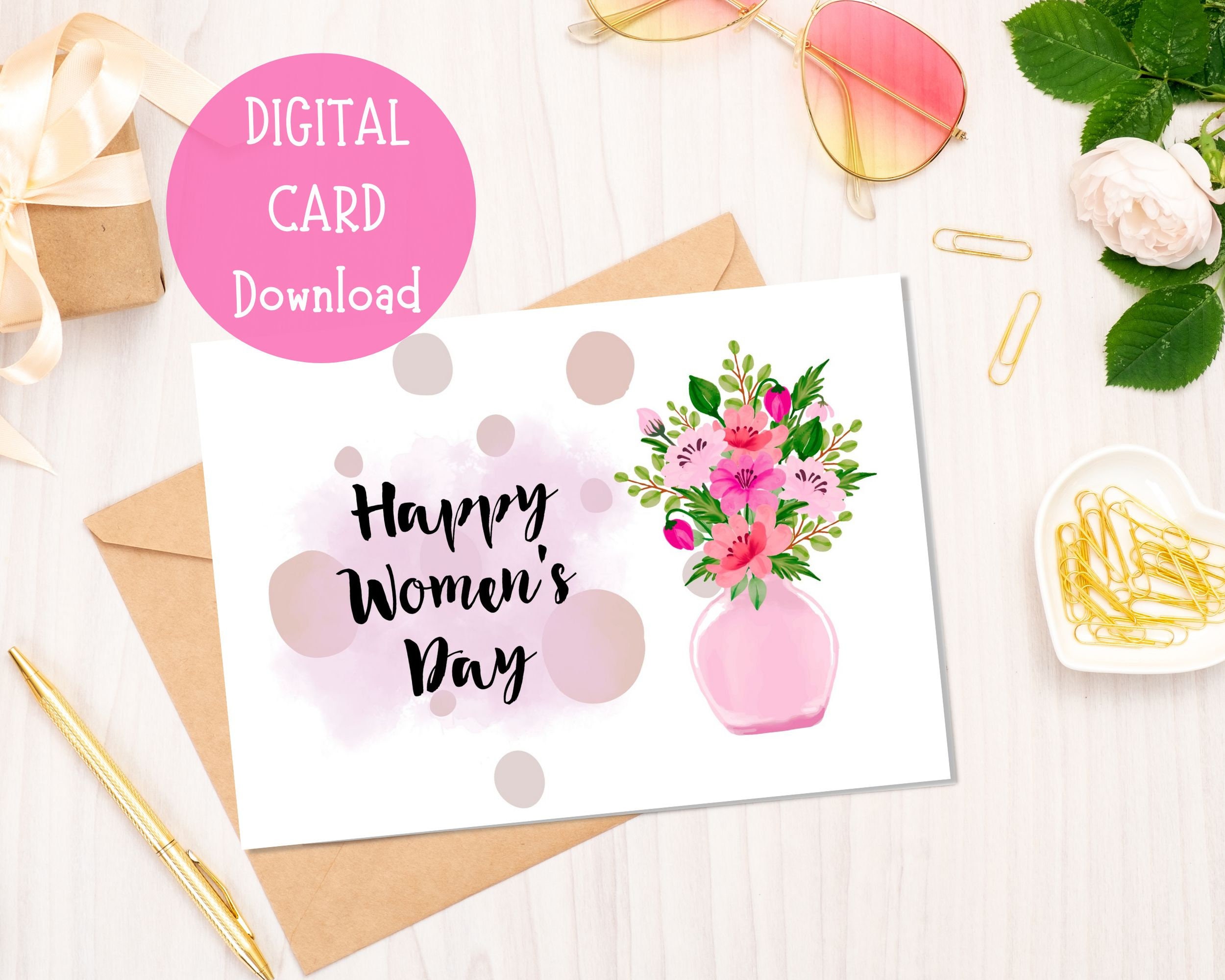 Printable Women's Day Card, Digital Happy Women's Day Card, Digital ...