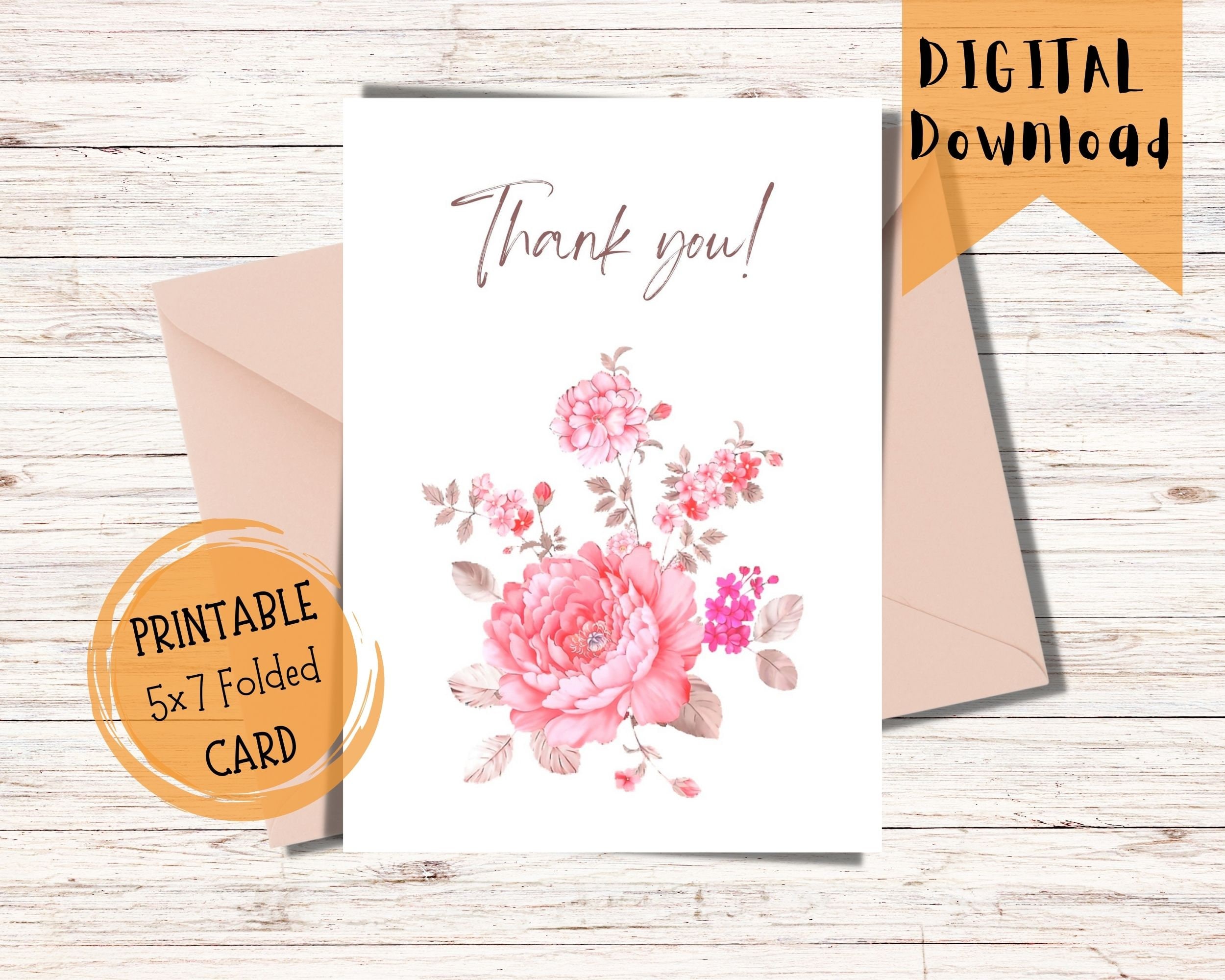 Printable Thank You Card, Digital Download, Digital Thank You Card ...