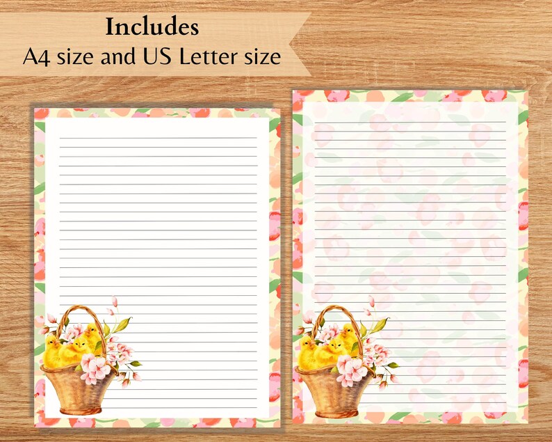 Printable Spring Stationery, Lined Printable Paper, Blank Paper ...