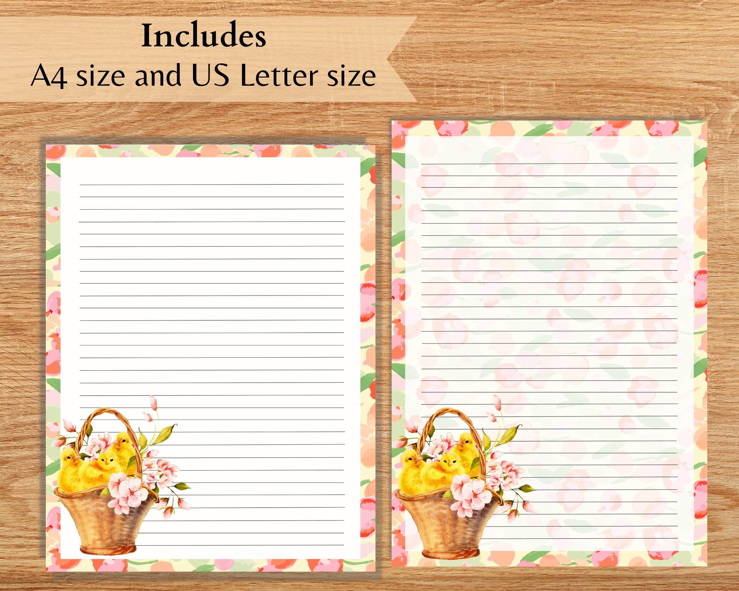 Printable Spring Stationery, Lined Printable Paper, Blank Paper ...