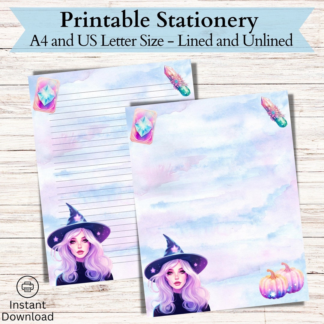 Pastel Witch Stationery, Halloween Letter Writing Paper (digital ...