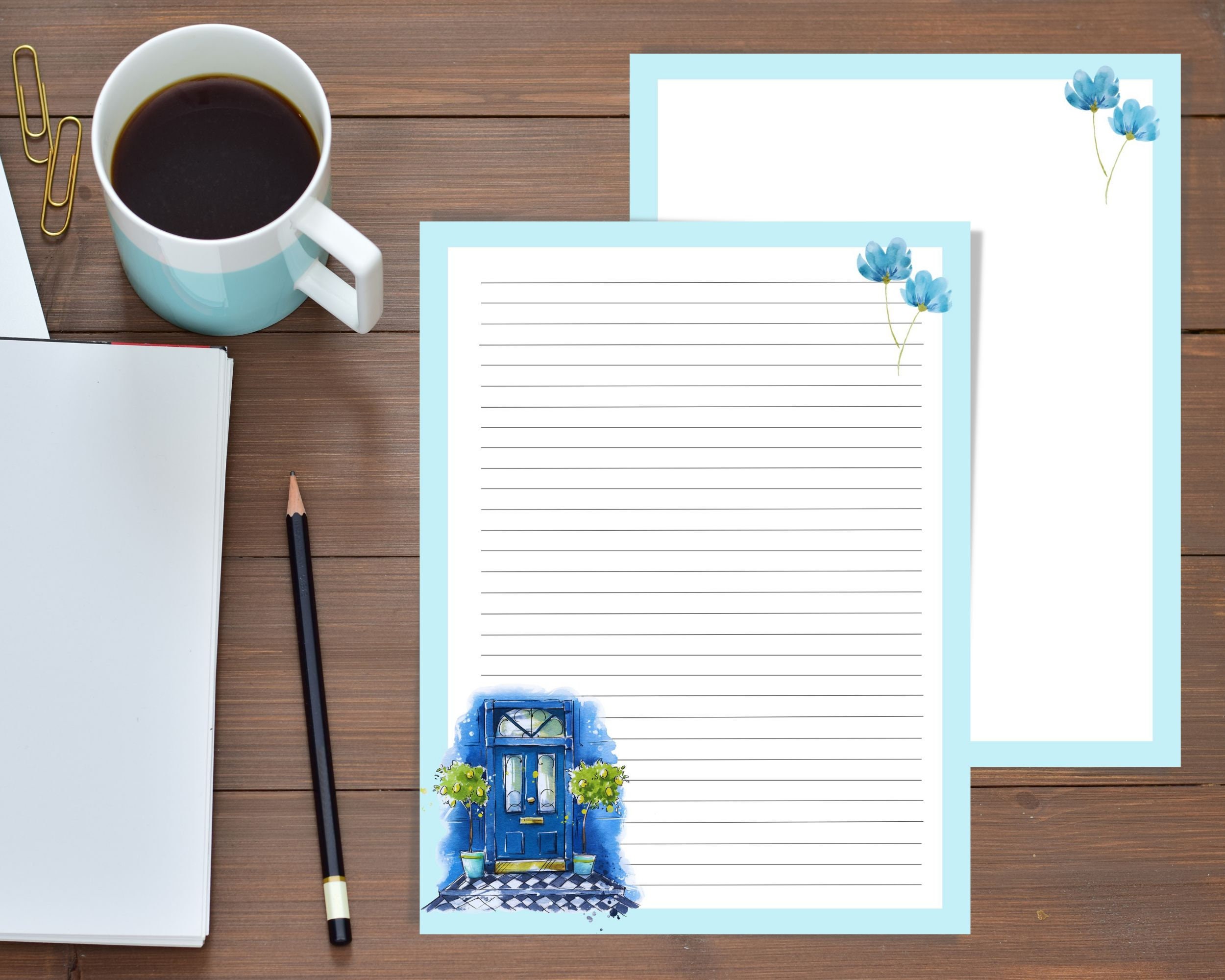 Printable Stationery Paper Set, Lined Printable Paper, Blank Paper ...