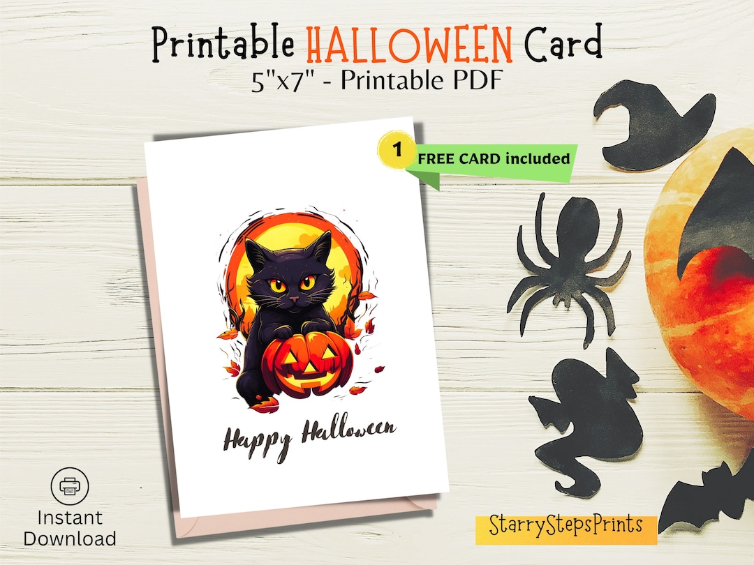 Halloween Card Printable, Printable Halloween Cards, Happy Halloween ...
