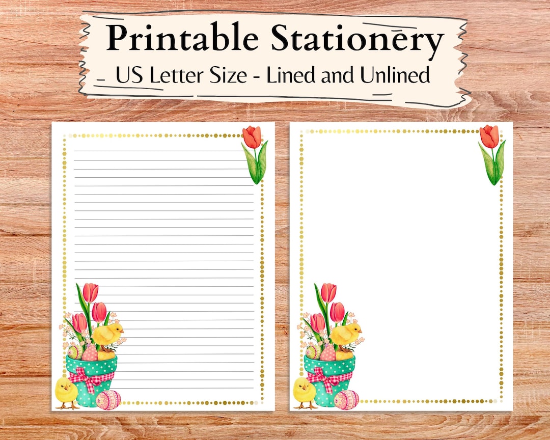 Printable Easter Stationery: Lined & Blank Paper (digital Download) - Etsy