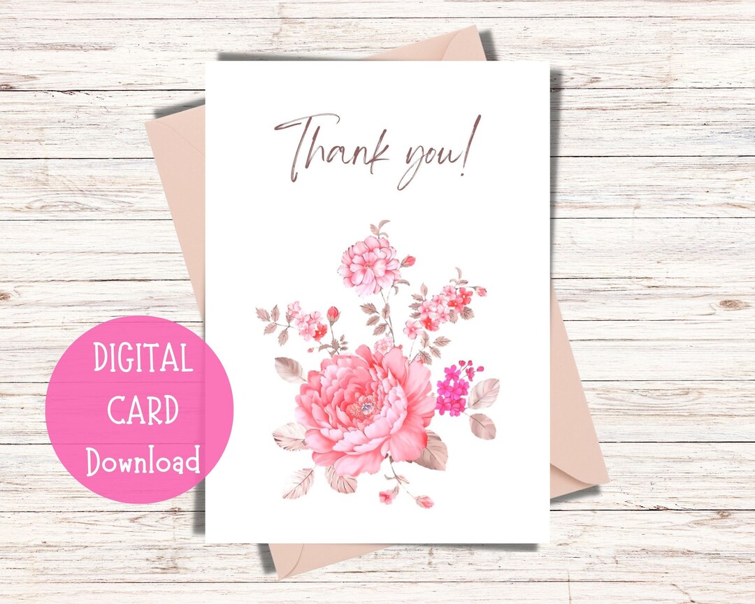 Printable Thank You Card, Digital Download, Digital Thank You Card ...