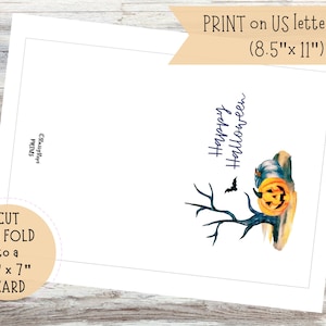 Printable Halloween Card Set: Haunted Castle, Pumpkins (digital ...