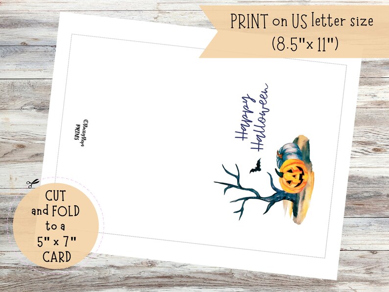 Printable Halloween Card Set: Haunted Castle, Pumpkins (digital ...