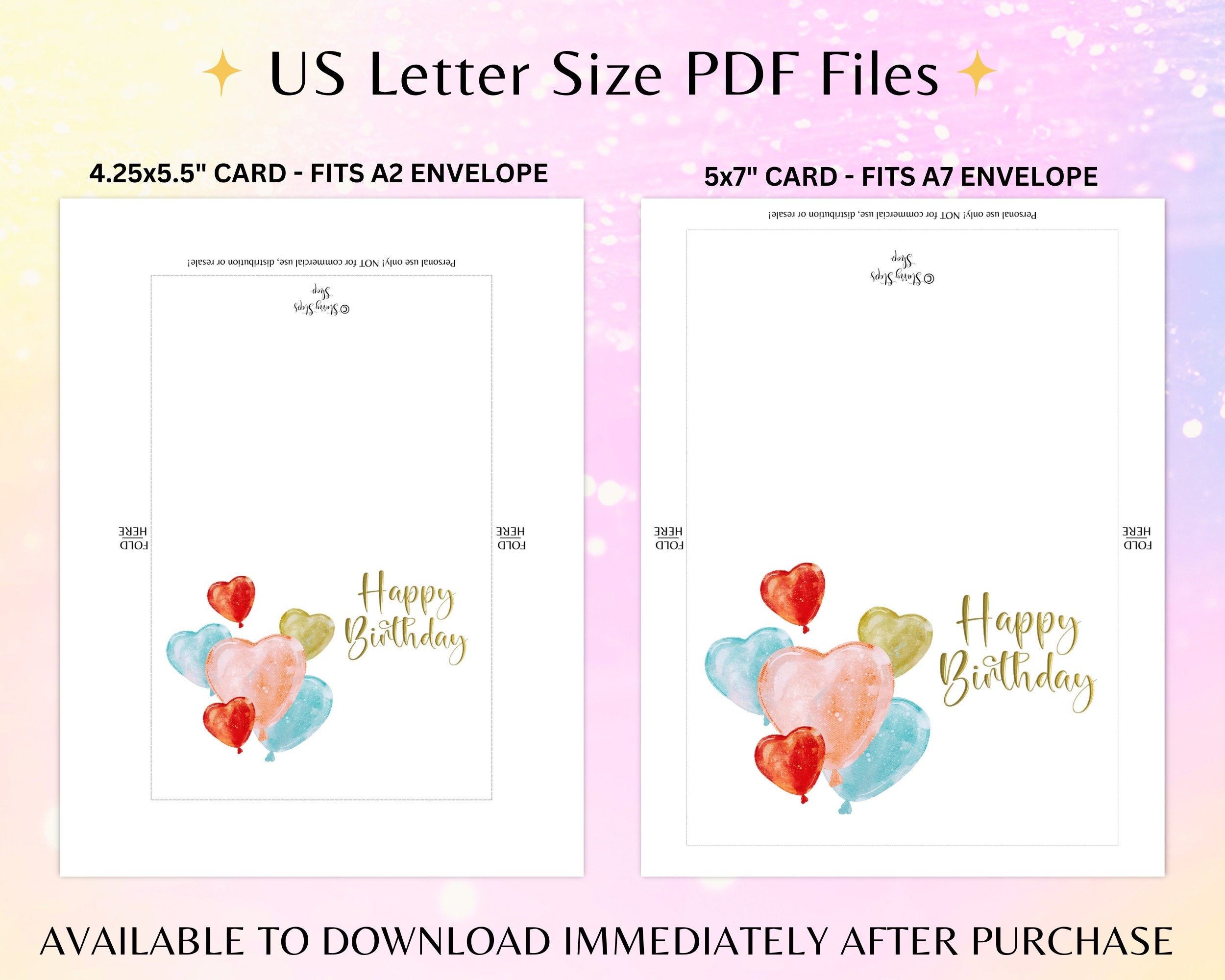 Happy Birthday Printable Cards / Printable Birthday Card / Digital ...