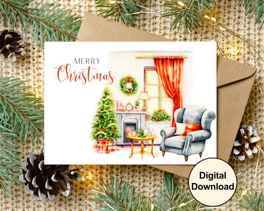 Merry Christmas Card, DIGITAL Download, Beautiful Printable Christmas ...