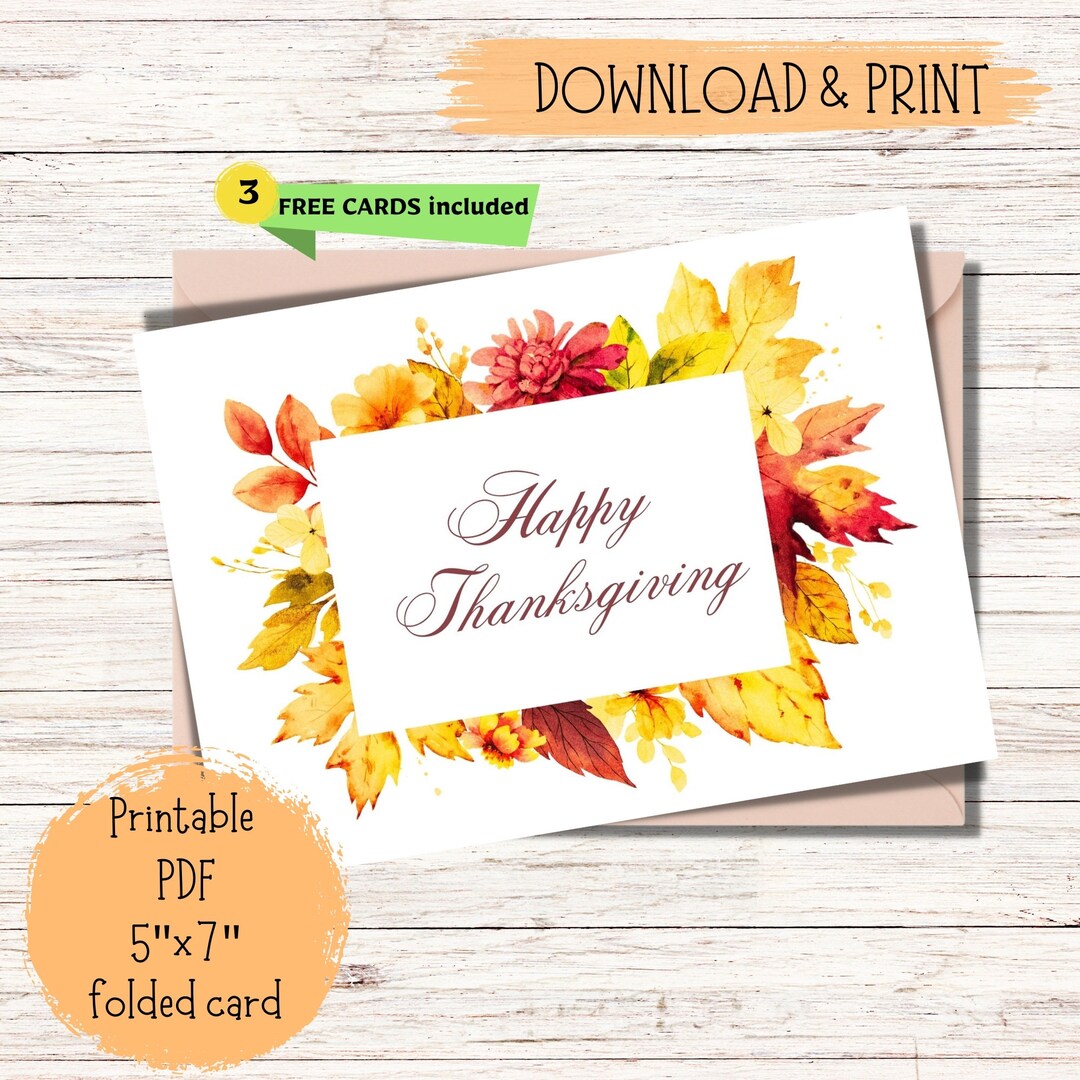 Happy Thanksgiving Card Printable Happy Thanksgiving Cards - Etsy