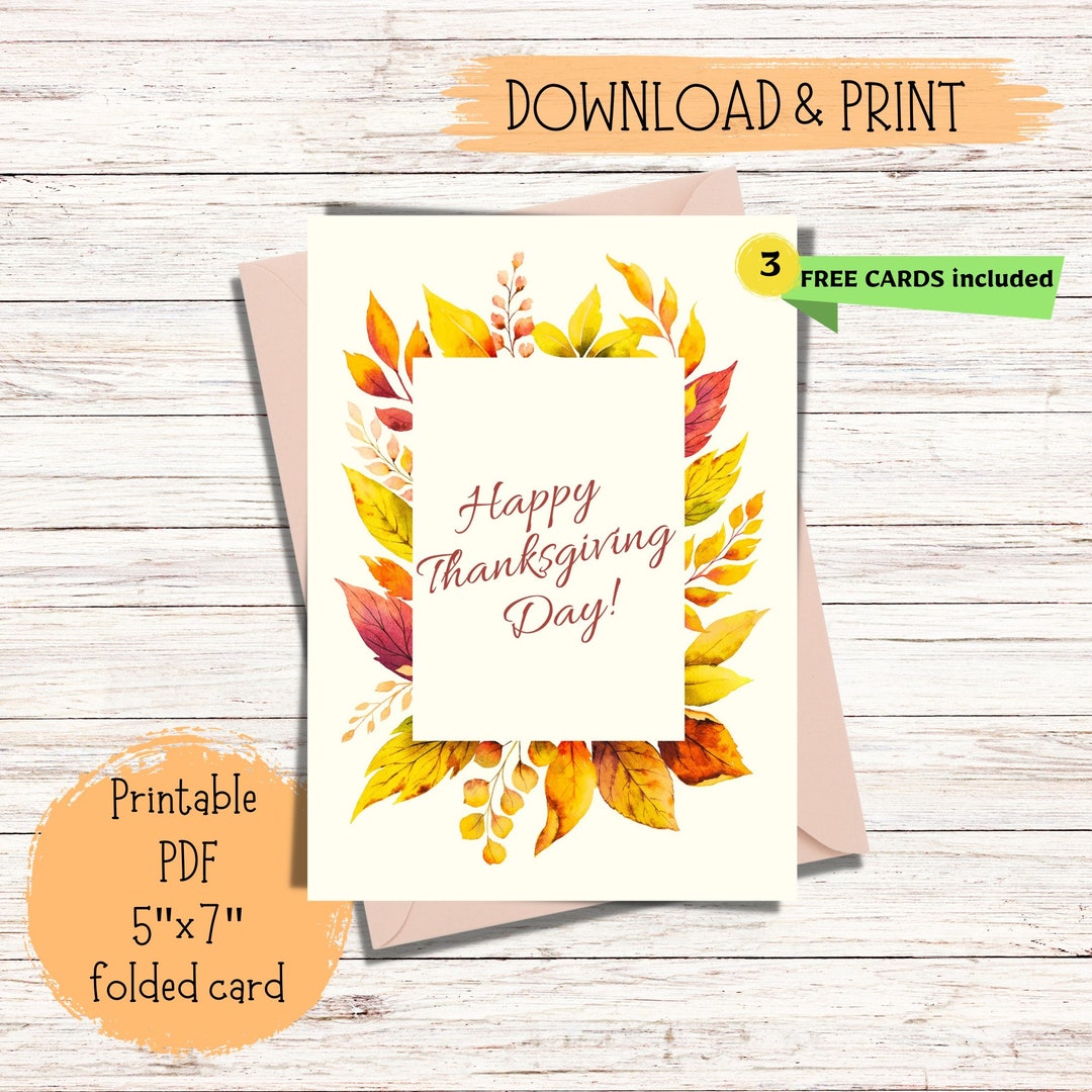 Printable Thanksgiving Card, Happy Thanksgiving Card, Thanksgiving Card ...