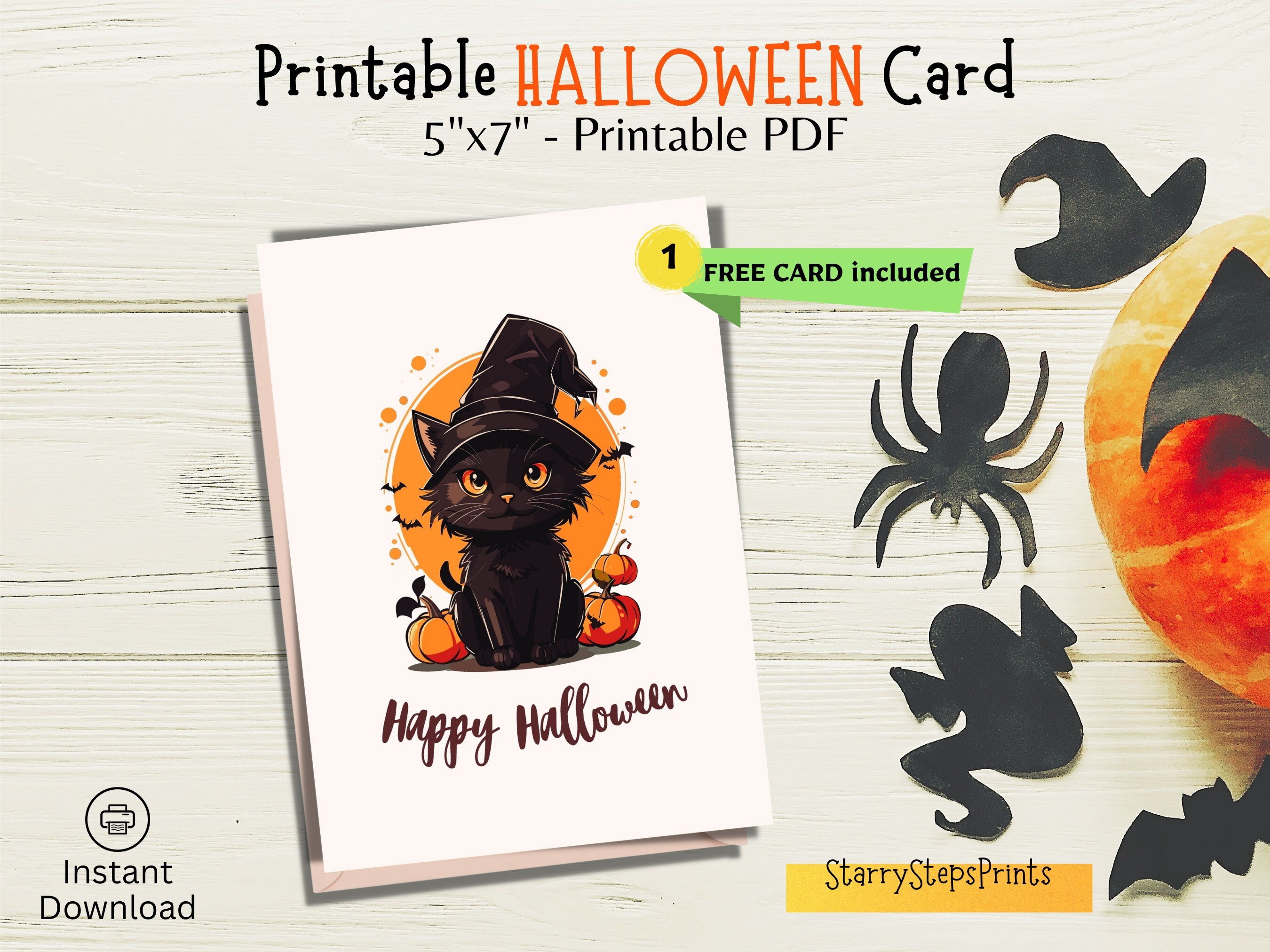 Halloween Card PRINTABLE Printable Halloween Cards Happy - Etsy