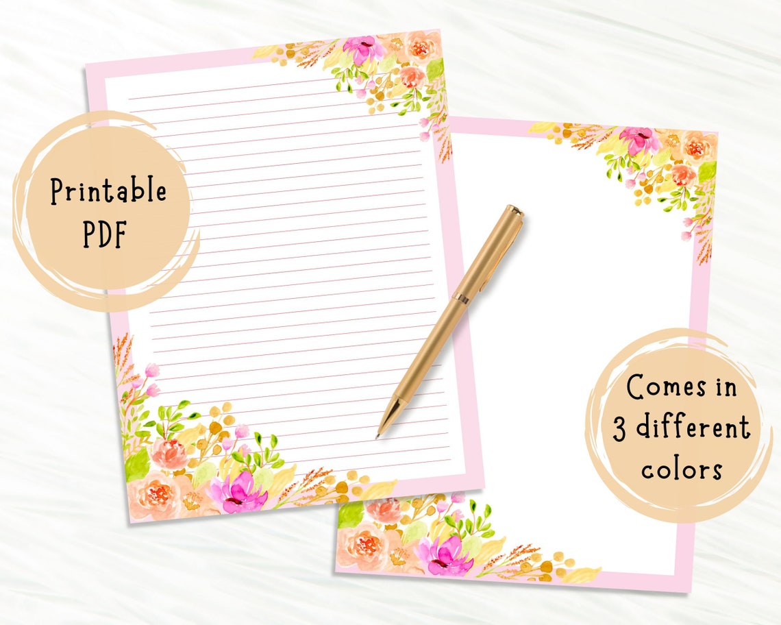 Printable Stationery Set, Lined Printable Paper, Blank Paper, Journal ...