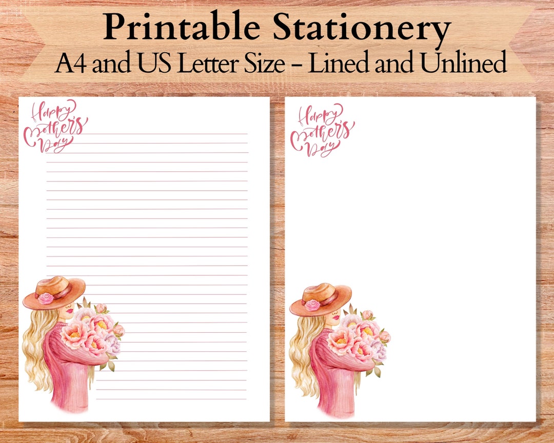 Mother's Day Printable Stationery, Lined Printable Paper, A4 Writing ...