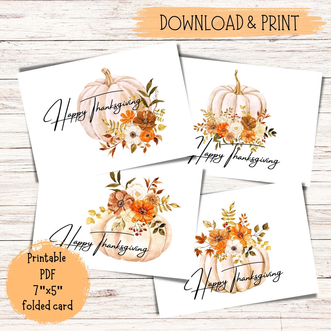 Printable Thanksgiving Card Set, Happy Thanksgiving Card, Thanksgiving ...