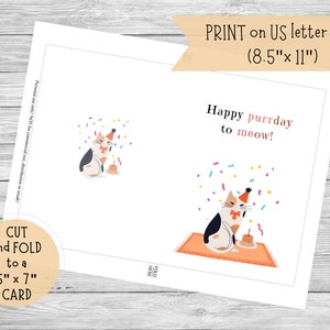 Funny Cat Birthday Card: Happy Purr-day (digital Download) - Etsy