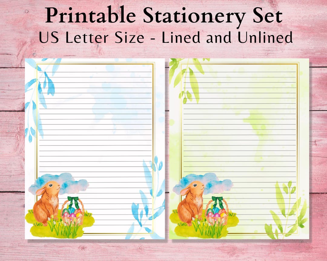 Printable Easter Stationery Set: Lined & Blank Writing Paper (digital ...