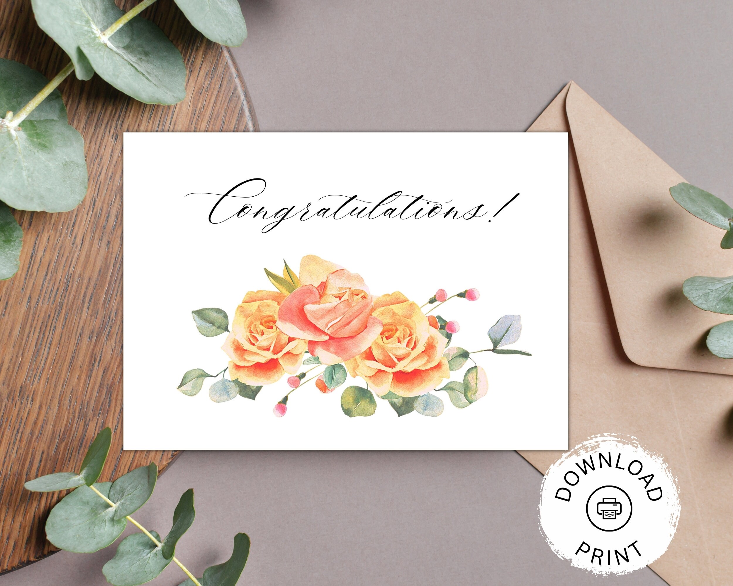 Printable Congratulations Card, Congratulation Rose Card Printable ...