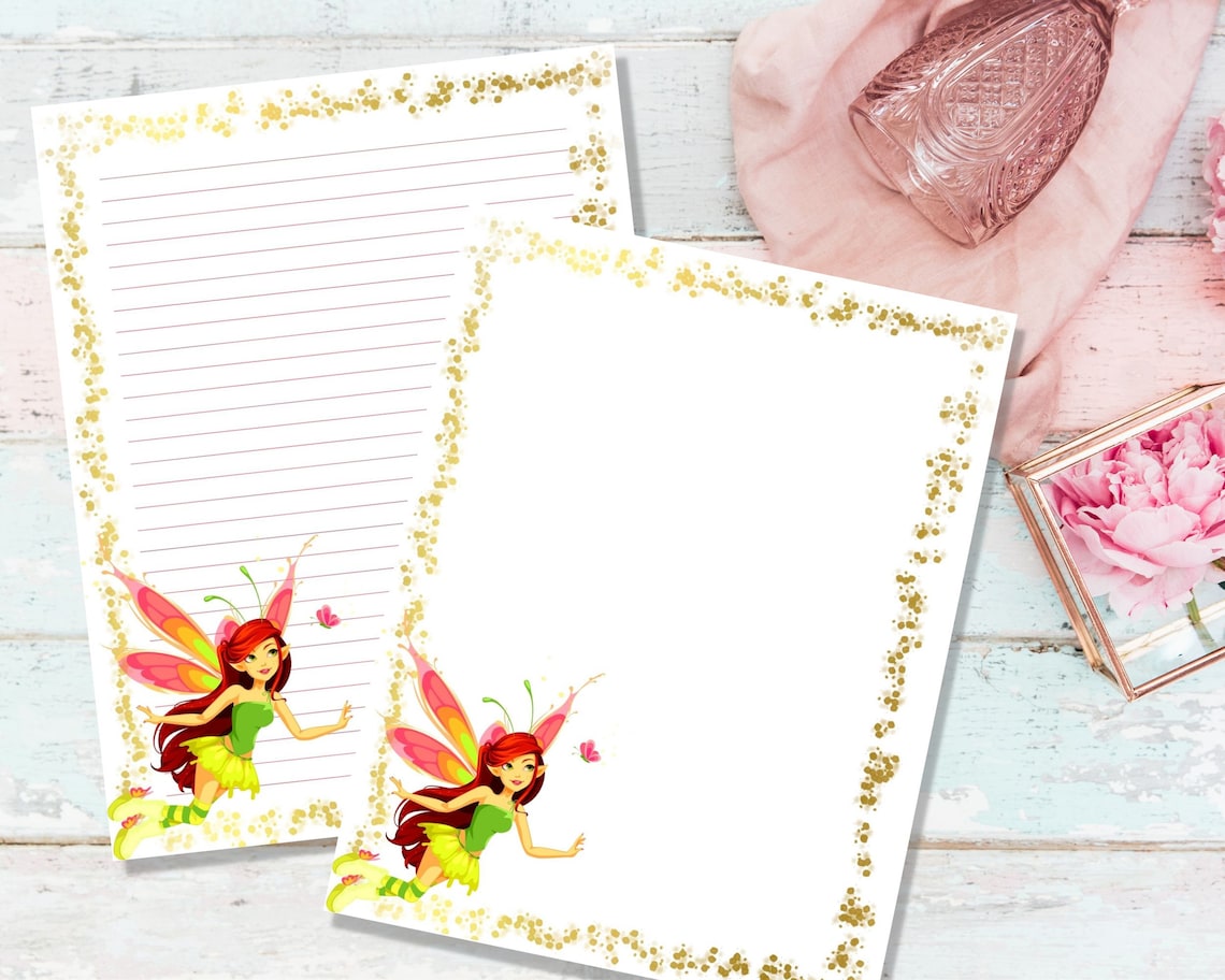 Fairy Printable Stationery, Lined Printable Paper, Blank Paper ...