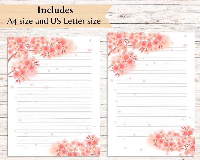 Floral Lined Paper, Floral Blank Paper, Printable Spring Bloom ...