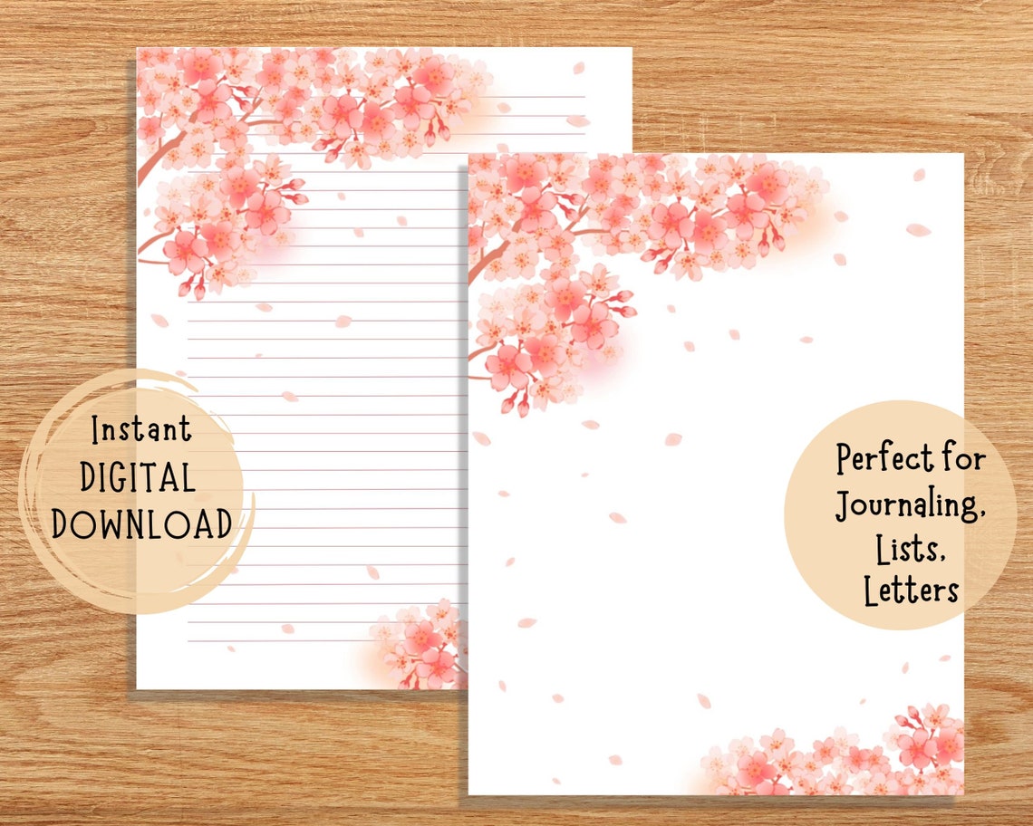 Floral Lined Paper, Floral Blank Paper, Printable Spring Bloom ...