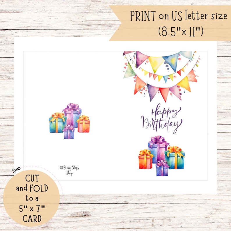 Set of 2 Printable Birthday Cards / Happy Birthday Card / Printable ...