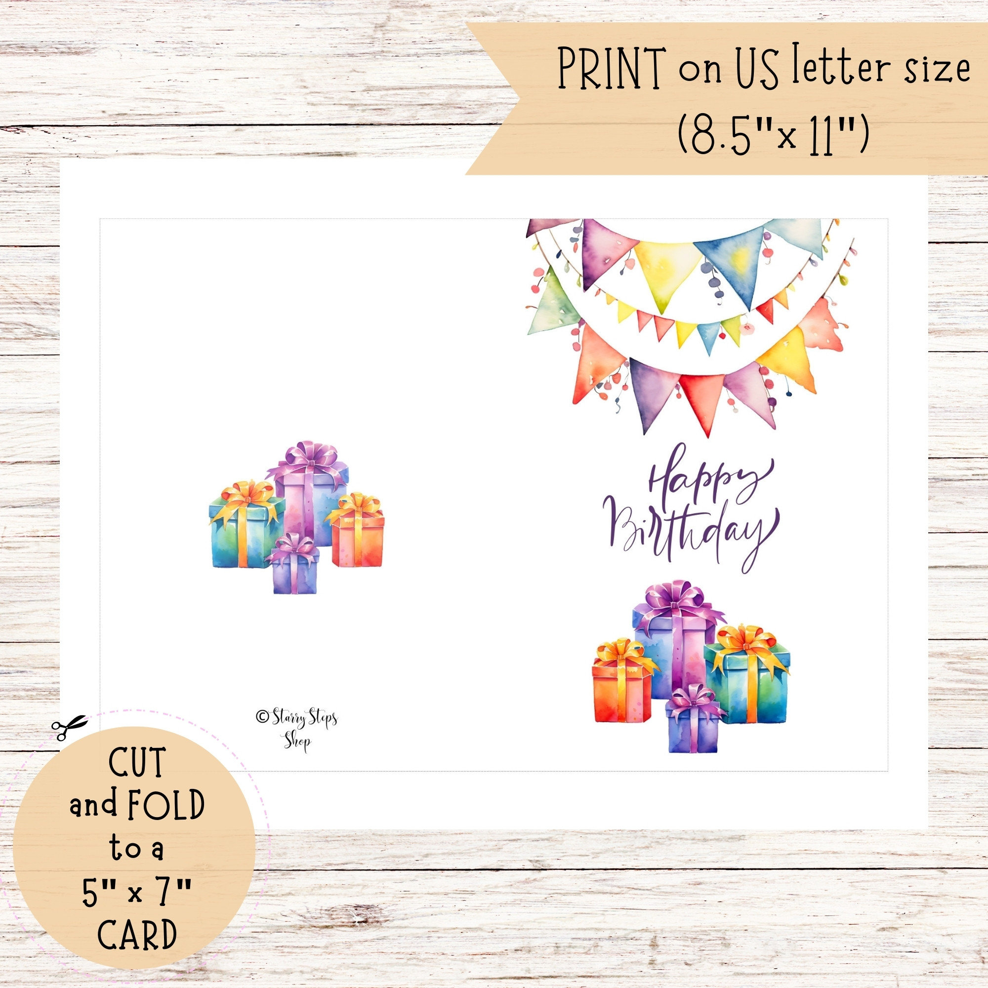 Set of 2 Printable Birthday Cards / Happy Birthday Card / Printable ...