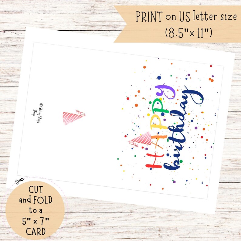 Printable Birthday Card Set: Confetti & Hats (digital Download) - Etsy