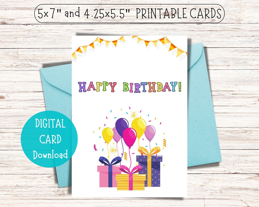 Happy Birthday Printable Cards / Printable Birthday Cards / Digital ...