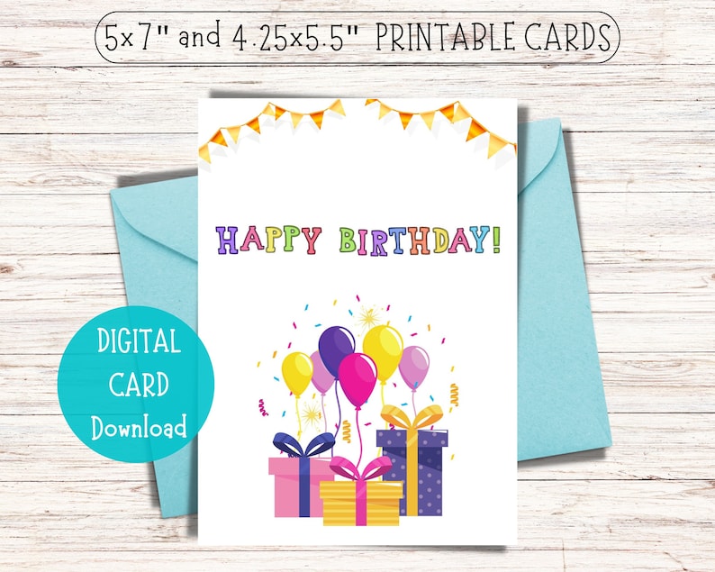Happy Birthday Printable Cards / Printable Birthday Cards / Digital ...