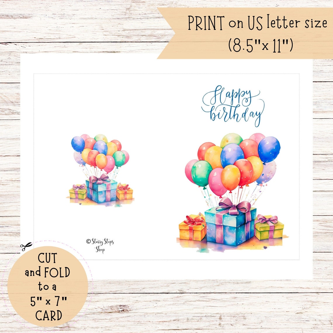 Set of 2 Printable Birthday Cards / Happy Birthday Card / Printable ...