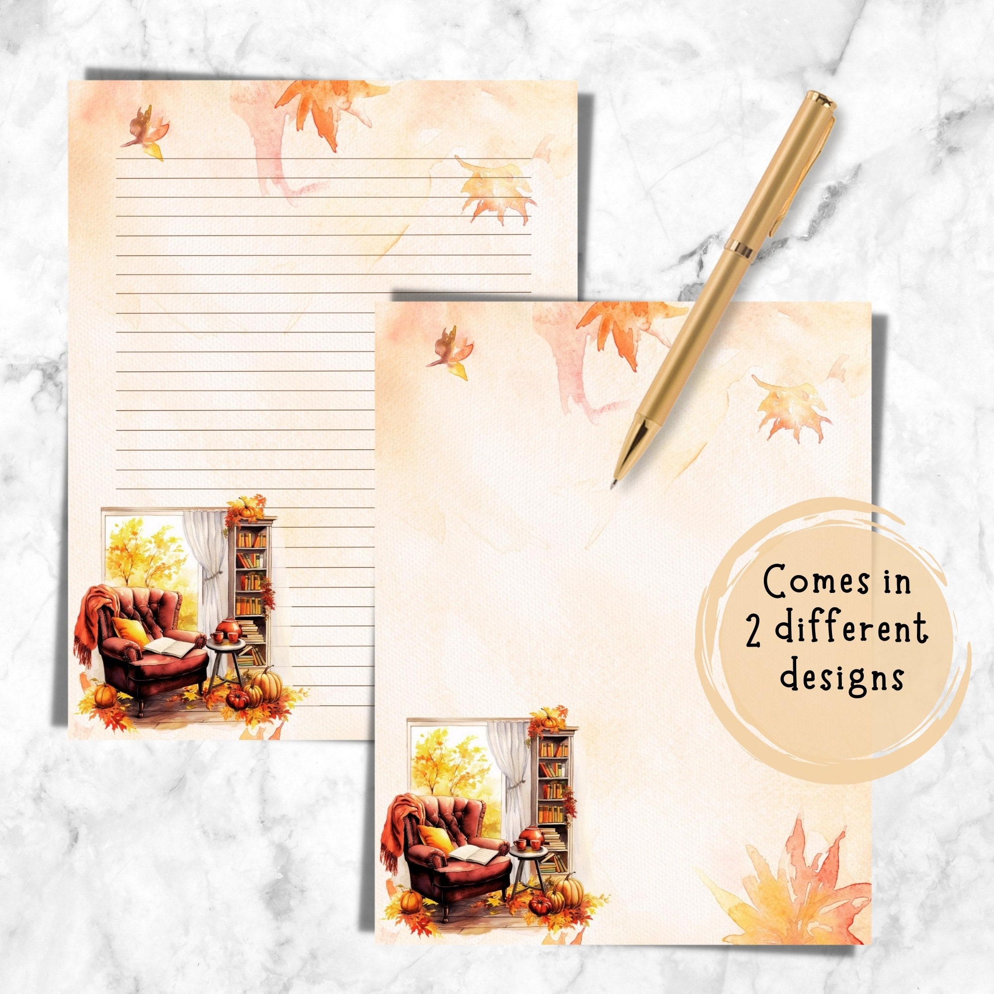Cozy Fall Reading Corners Printable Stationery Set, Fall Writing Paper ...