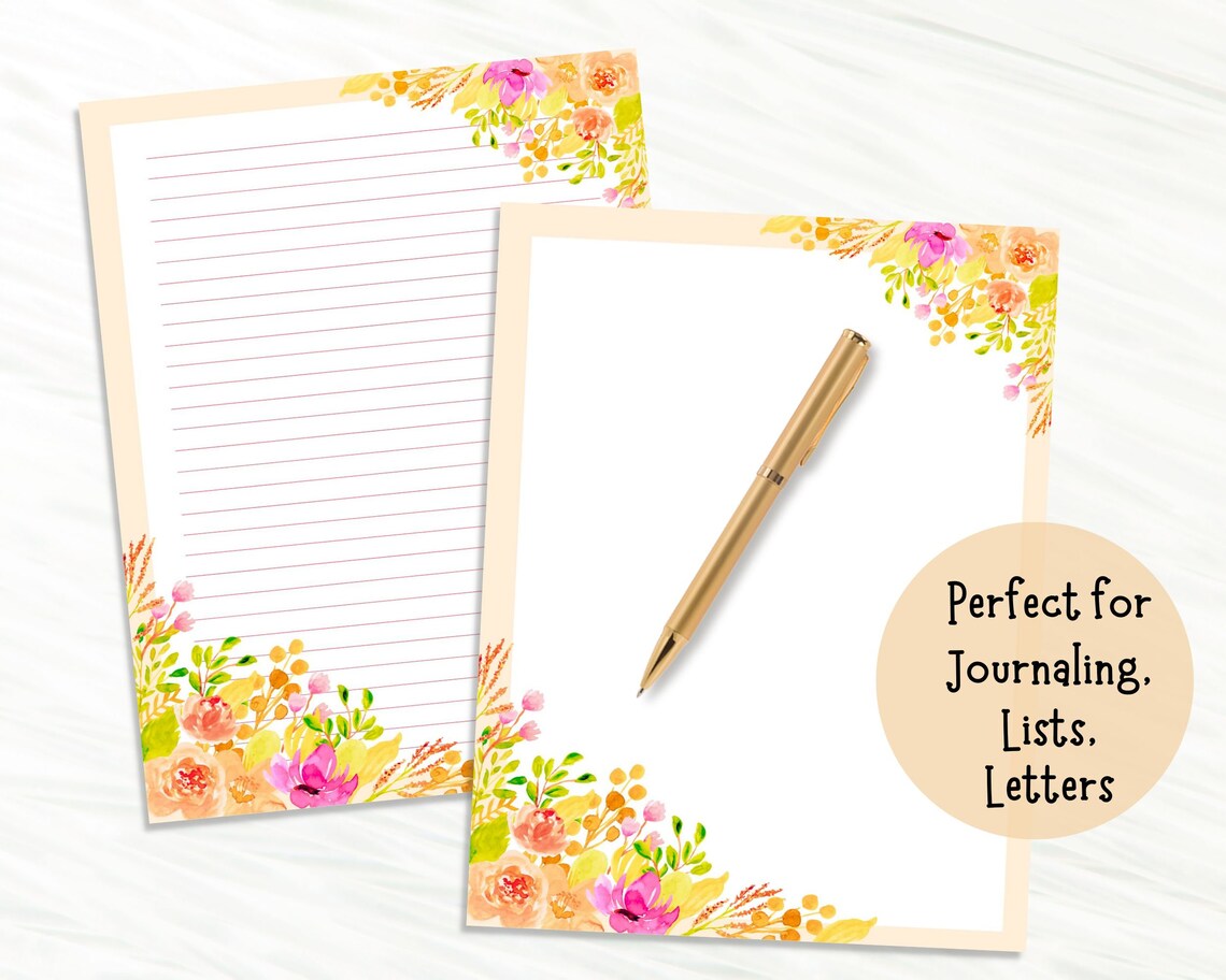 Printable Stationery Set, Lined Printable Paper, Blank Paper, Journal ...