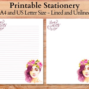 Mother's Day Printable Stationery, Lined Printable Paper, A4 Writing ...