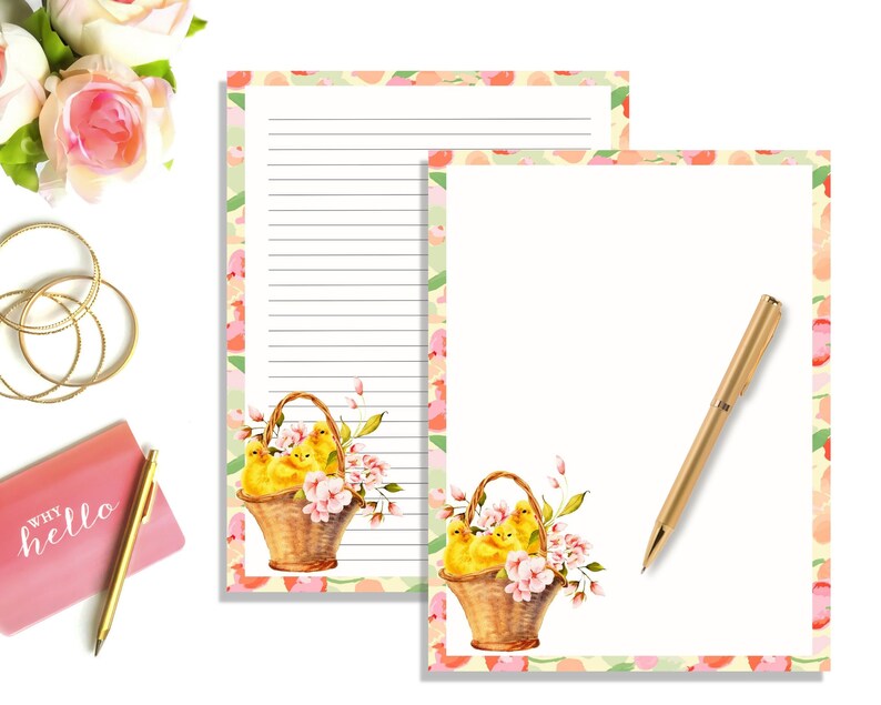 Printable Spring Stationery, Lined Printable Paper, Blank Paper ...