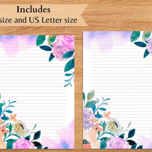 Floral Lined Paper, Floral Blank Paper, Printable Rose Bouquet ...