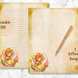 Printable Cute Fairy Stationery Set, Lined Printable Paper, Blank Paper ...