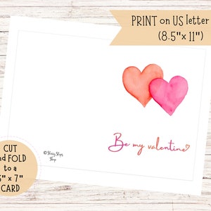 Be My Valentine Printable Card | Valentines Day Card Digital Download ...