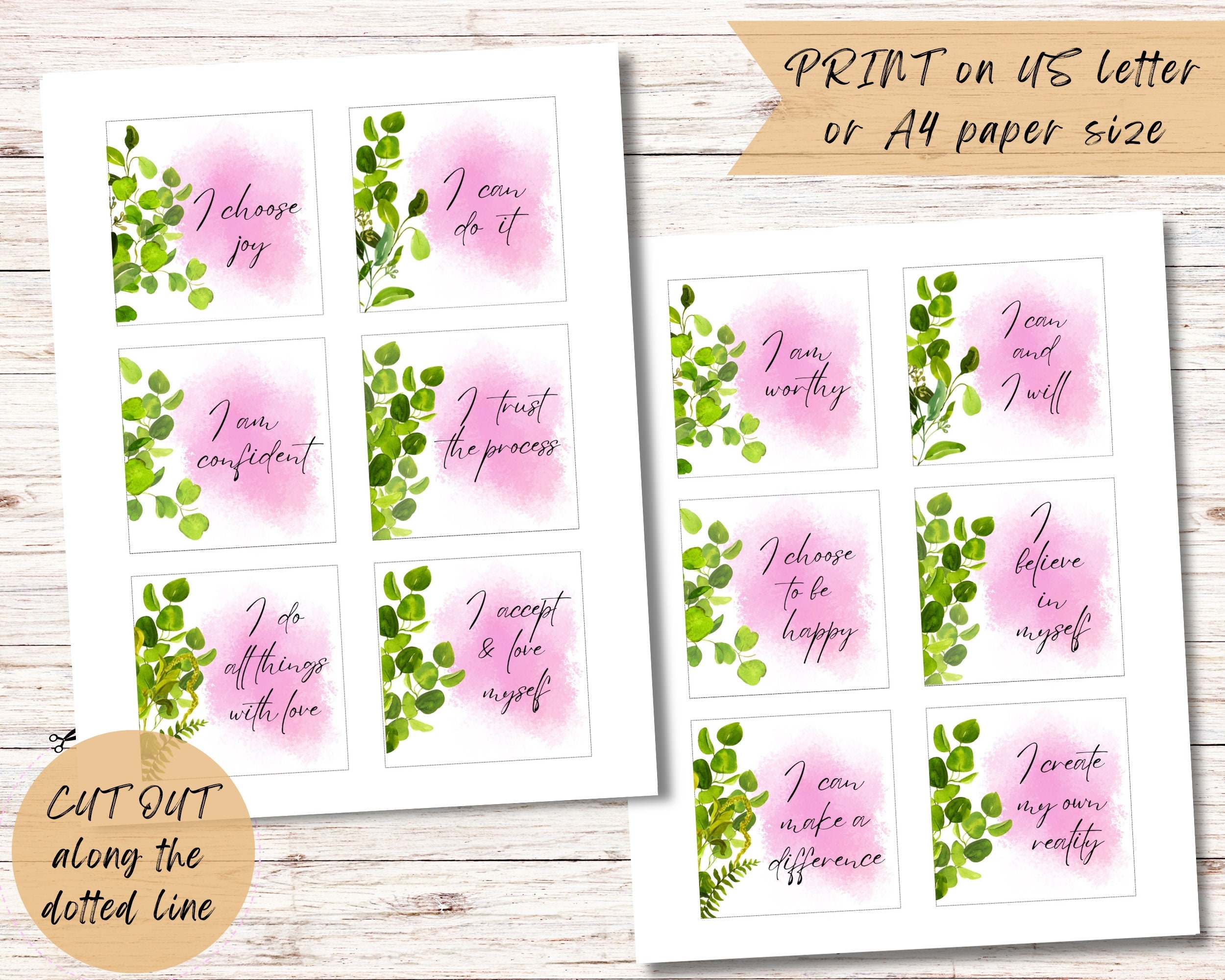 Watercolor Mini Affirmation Cards: Positive Inspiration (digital ...