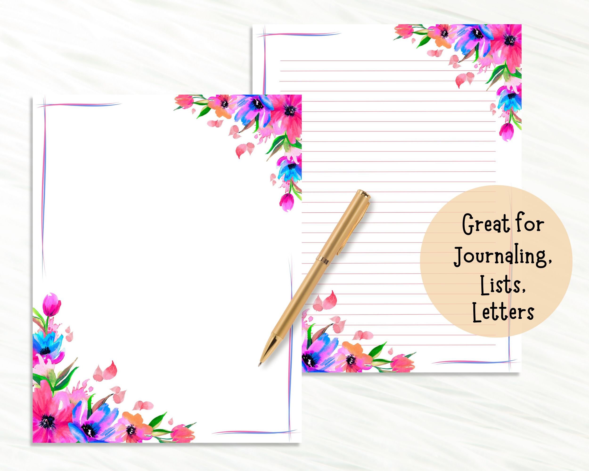 Printable Stationery Paper Set, Lined Printable Paper, Blank Paper ...