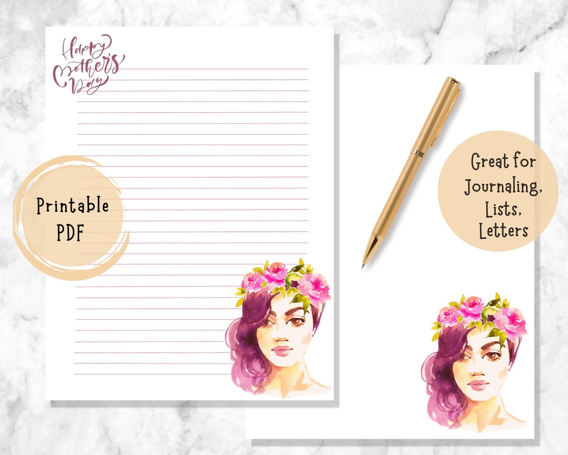 Mother's Day Printable Stationery, Lined Printable Paper, A4 Writing ...
