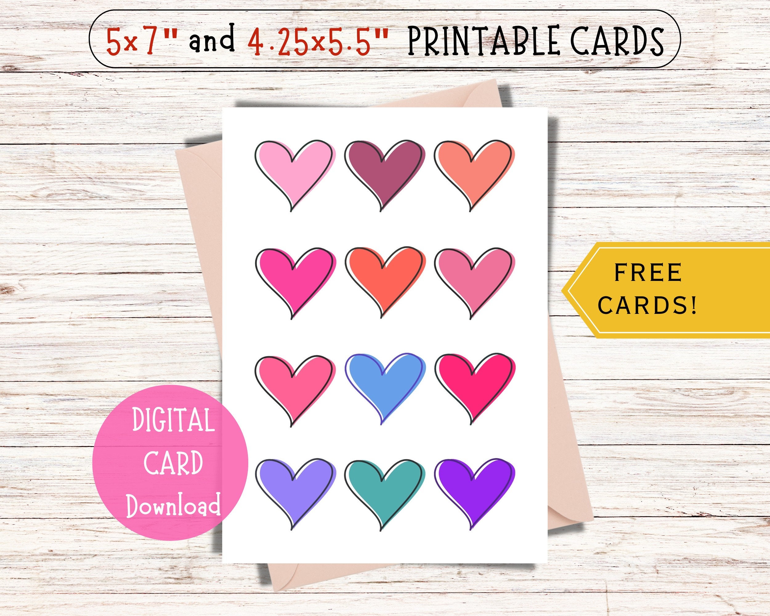Valentine's Day Printable Card / Printable Heart Card / Heart Card ...