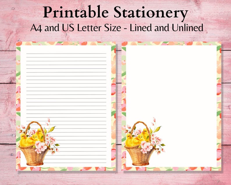 Printable Spring Stationery, Lined Printable Paper, Blank Paper ...