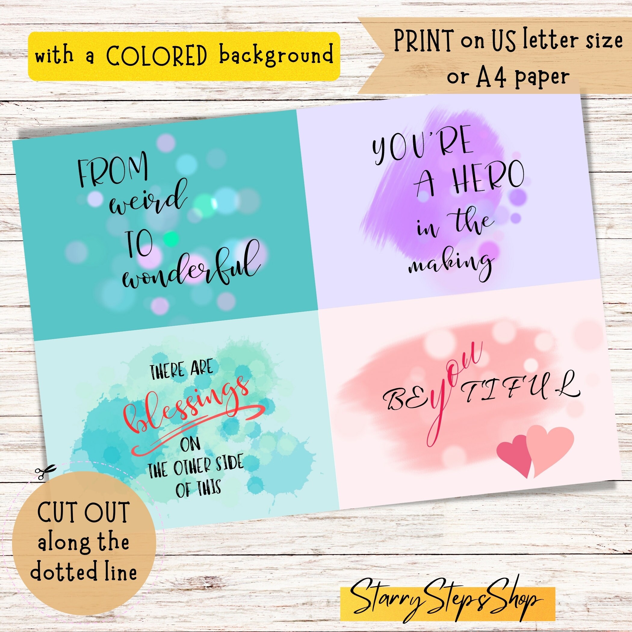 Printable Encouragement Postcards, Postcard Set, Friendship Postcards ...