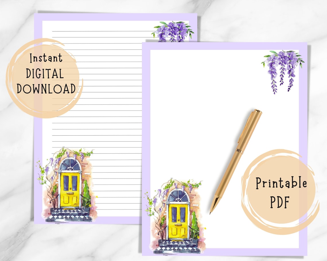 Printable Stationery Paper Set, Lined Printable Paper, Blank Paper ...